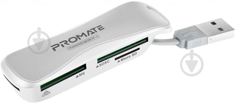 ᐉ Кардрідер Promate MiniReader-1 SD/MicroSD/MS/M2 White • Краща ціна в ...