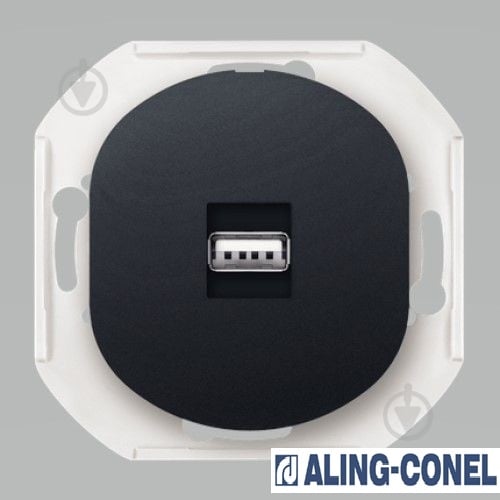ᐉ Механизм розетки USB Aling-Conel Eon без крышки черный глянец E6162.E ...