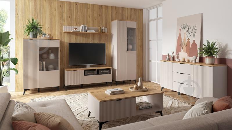 ᐉ Вітрина BRW VELTON 1д1дс 1380х850х401 мм дуб артізан / кашемір S720 ...