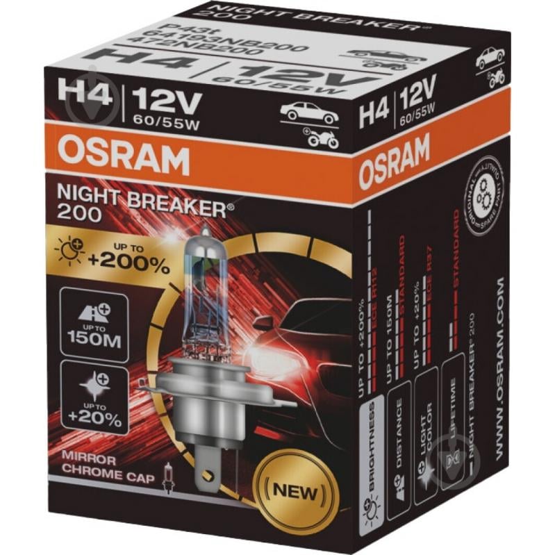 ᐉ Автолампа галогенна Osram Night Breaker 200 H4 55/60 Вт 1 шт.(OS ...