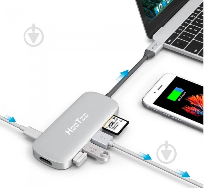 ᐉ USB-хаб HooToo Shuttle Type-C Hub Silver HT-UC001-SL • Купить в Киеве ...