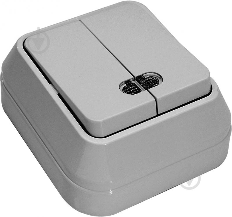 ᐉ Выключатель двухклавишный Makel IP44 с подсветкой серый 45023 • Купить в Киеве, Украине ...