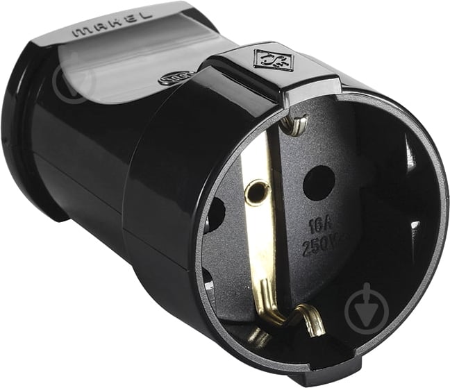 ᐉ Розетка переносная Makel с заземлением 250В 16А IP20 ABS-пластик черный • Купить в Киеве ...