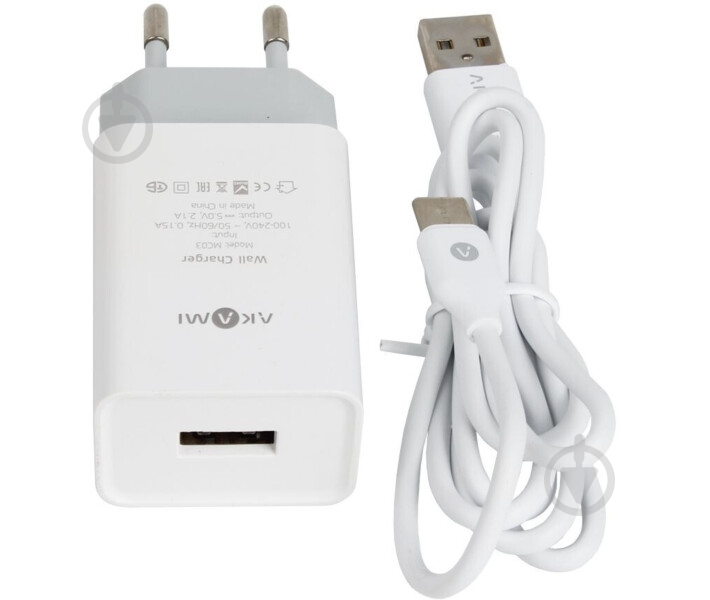 ᐉ Зарядное устройство Akami 10W 1U (MC03) белый с кабелем USB Type-C • Купить в Киеве, Украине ...