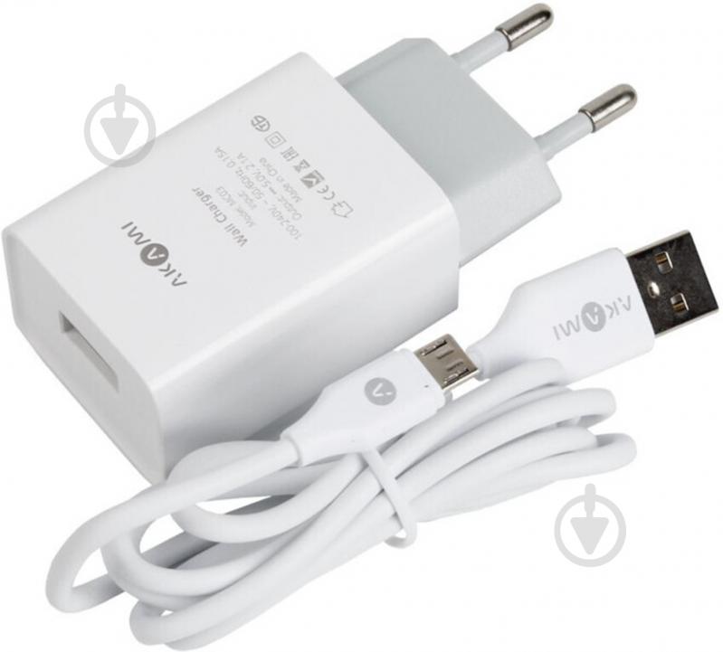 ᐉ Зарядний пристрій Akami 10W 1U (MC03) білий з кабелем microUSB • Краща ціна в Києві, Україні ...
