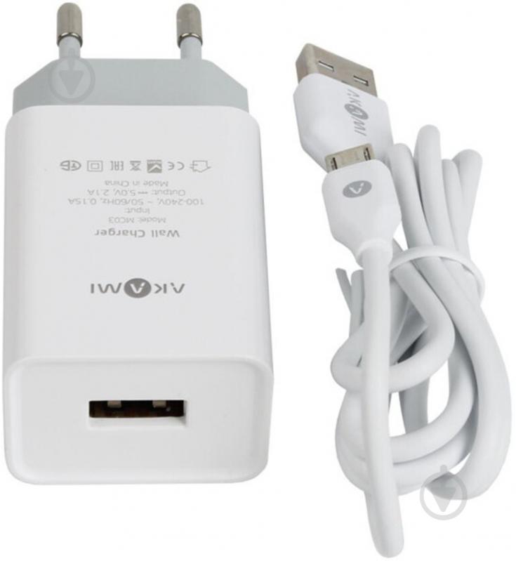 ᐉ Зарядное устройство Akami 10W 1U (MC03) белый с кабелем microUSB • Купить в Киеве, Украине ...