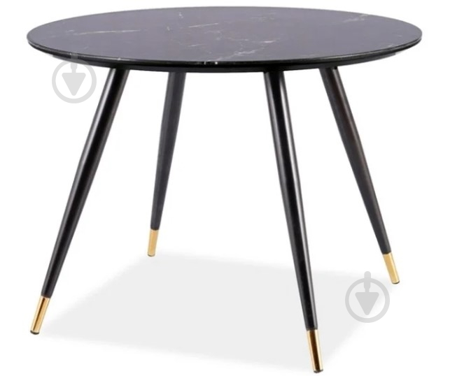ᐉ Стіл обідній Signal Meble Cyryl Ii 1000x1000x760мм камінь чорний чорний золотий • Краща ціна в