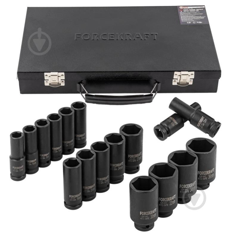ᐉ Набір головок 1/2'' 6 г. Forcekraft 17 шт. FK-4172-5MPB • Краща ціна в Києві, Україні • Купити ...