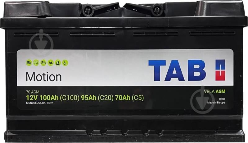ᐉ Акумулятор автомобільний TAB MOTION AGM 70Ah 12V 172070 «+» праворуч ...