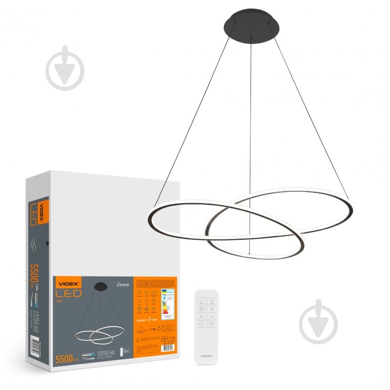 ᐉ Люстра підвісна Videx DECORA 110 Вт [019] Black 28282 • Краща ціна в ...
