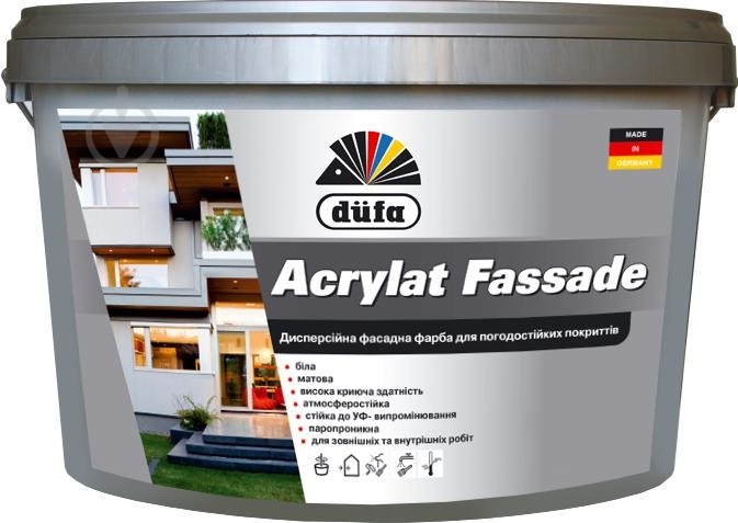ᐉ Краска фасадная акриловая Dufa Acrylat Fassade мат белый 10 л ...