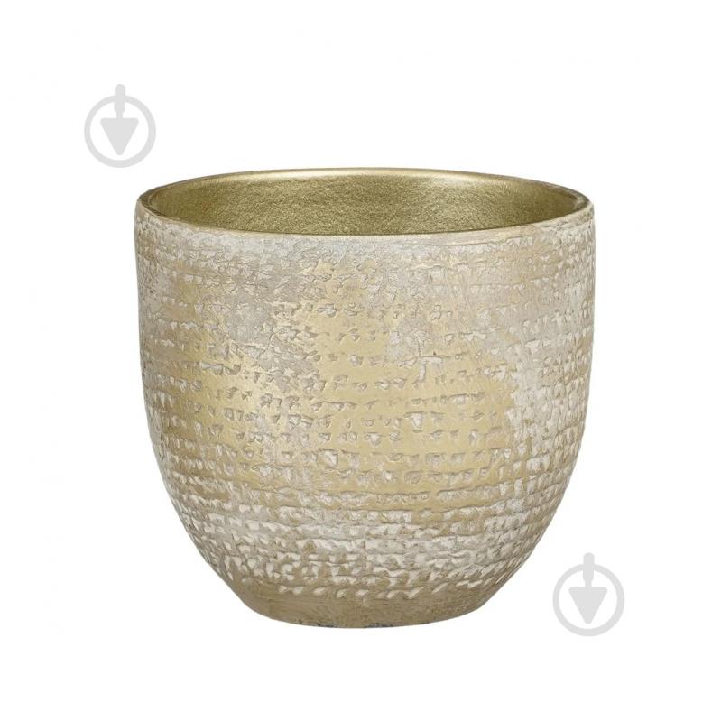 ᐉ Вазон керамика Carrie pot round 16х14 см круглый шампань металлик 2,2 ...