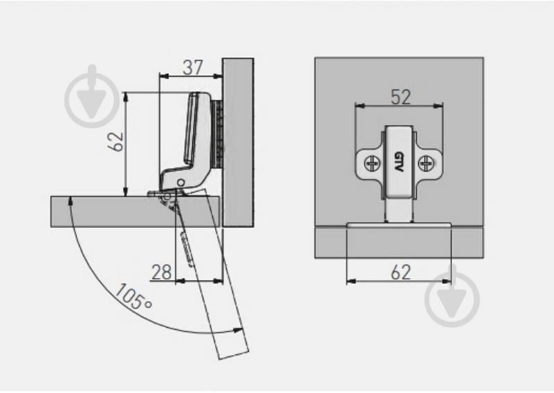 ᐉ Петля GTV самовідкривна внутрішня 10 шт. ZP-PO7H045BE • Краща ціна в ...