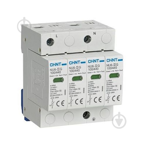 ᐉ Ограничитель импульсных перенапряжений CHINT NU6-IIG 40KA/440V 4P 252574 • Купить в Киеве ...
