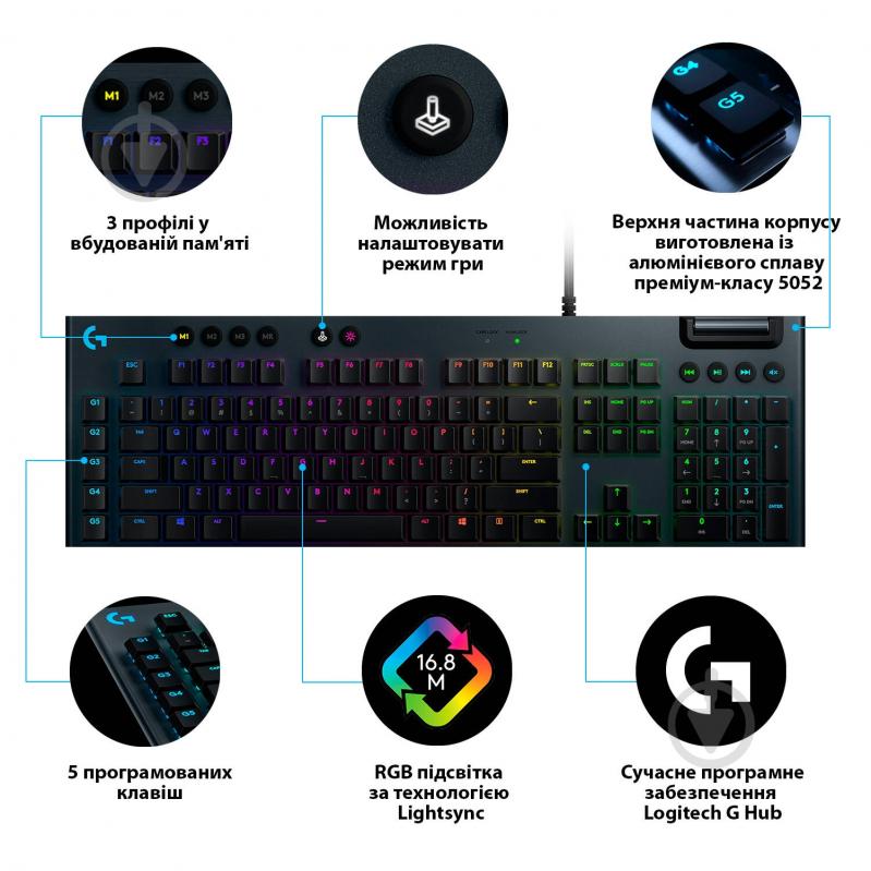 ᐉ Клавіатура ігрова Logitech G815 LIGHTSPEED RGB Mechanical Gaming ...