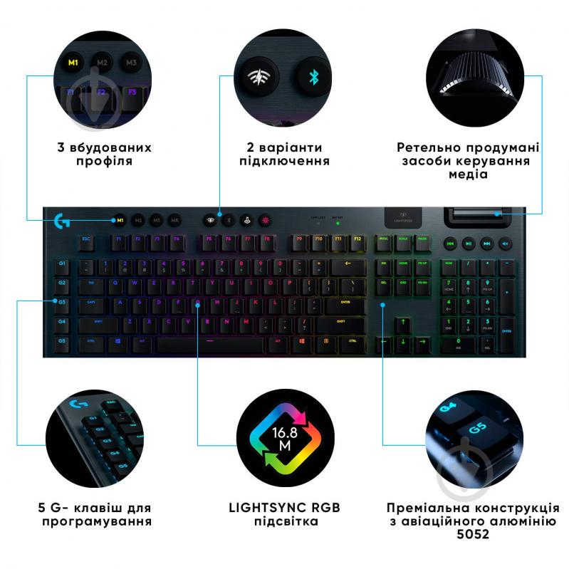 ᐉ Клавіатура ігрова Logitech G915 LIGHTSPEED Wireless RGB Mechanical ...