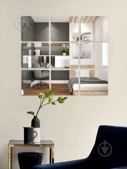 ᐉ Декоративна наліпка дзеркальна акрилова Квадрати 9 шт 15x15 см • Краща ціна в Києві Україні