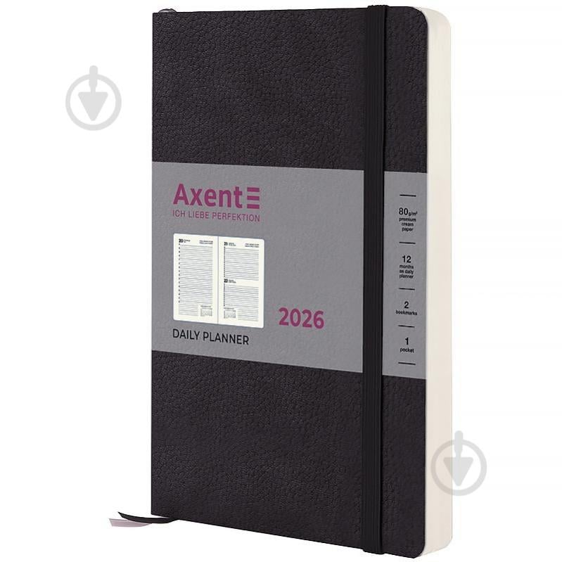ᐉ Щоденник датований Partner Soft Skin Axent A5 2026 8810-26-01-A чорний • Краща ціна в Києві ...