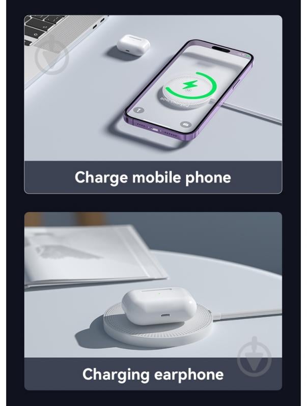 ᐉ Бездротовий зарядний пристрій Essager Wind 2in1 Wireless Charger 15W ...