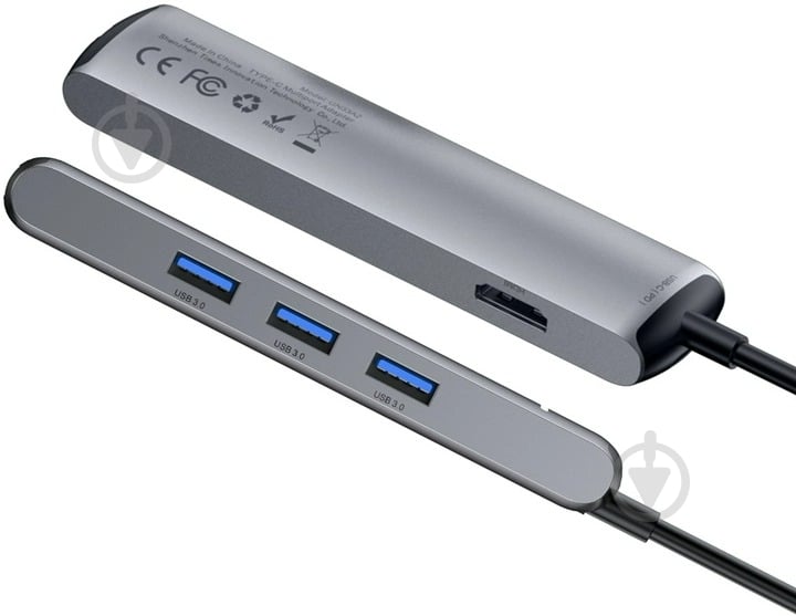ᐉ Док-станция BASEUS USB3.1 Type-C - HDMI/USB 3.0x3//RJ45/Type-C grey ...