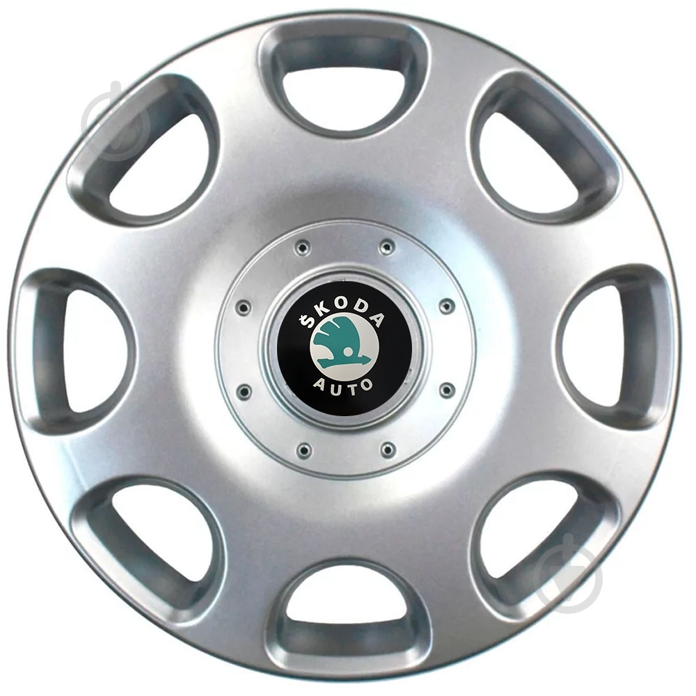 ᐉ Ковпак для коліс SKS SJS Skoda 208 (logo green) R14" 4 шт. срібний ...
