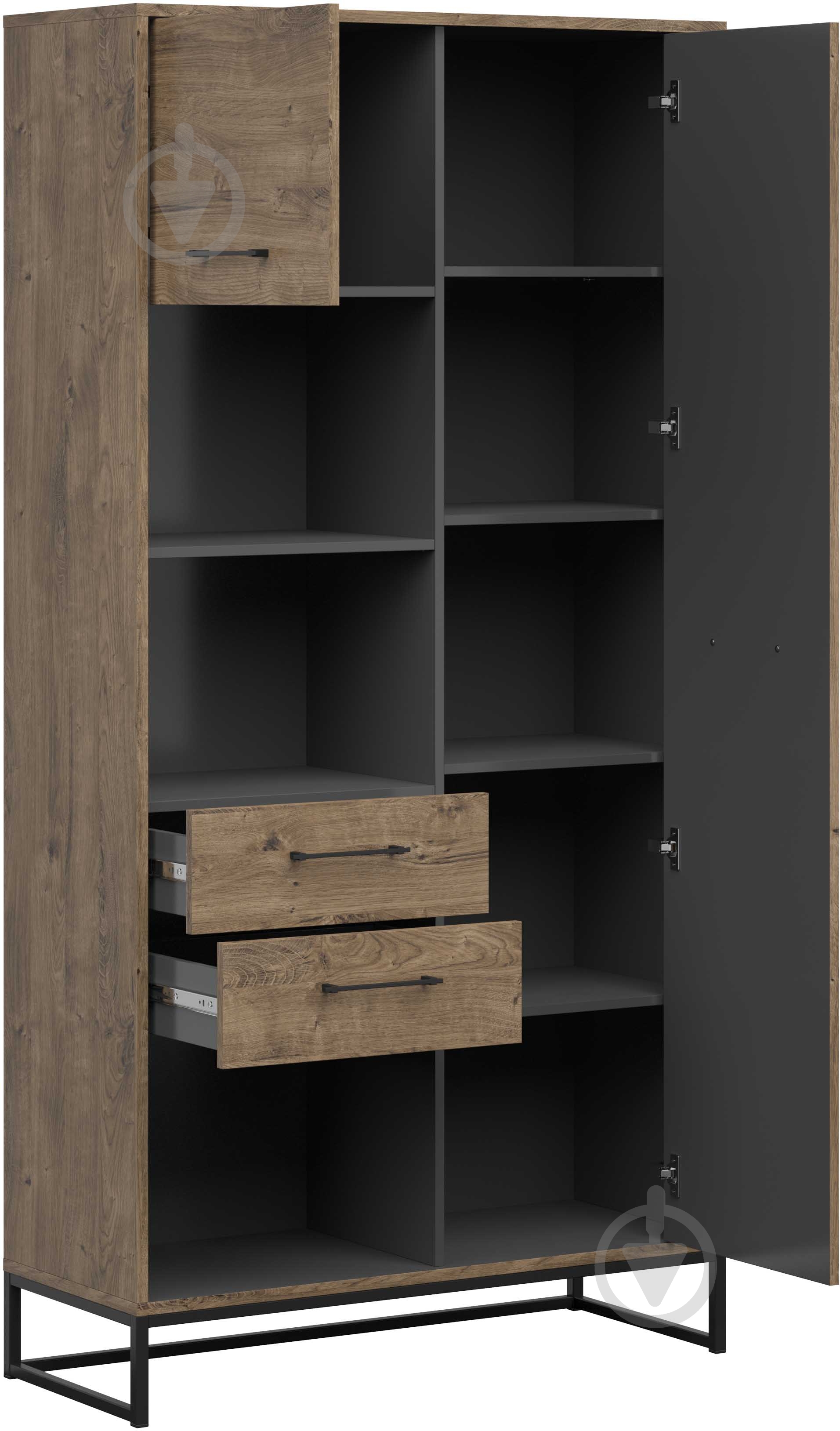 ᐉ Стелаж BRW Luton 2д2ш 1975х1000х400 мм дуб ріббек графіт (S473-REG2D2S-GF/DRB) • Краща ціна в ...