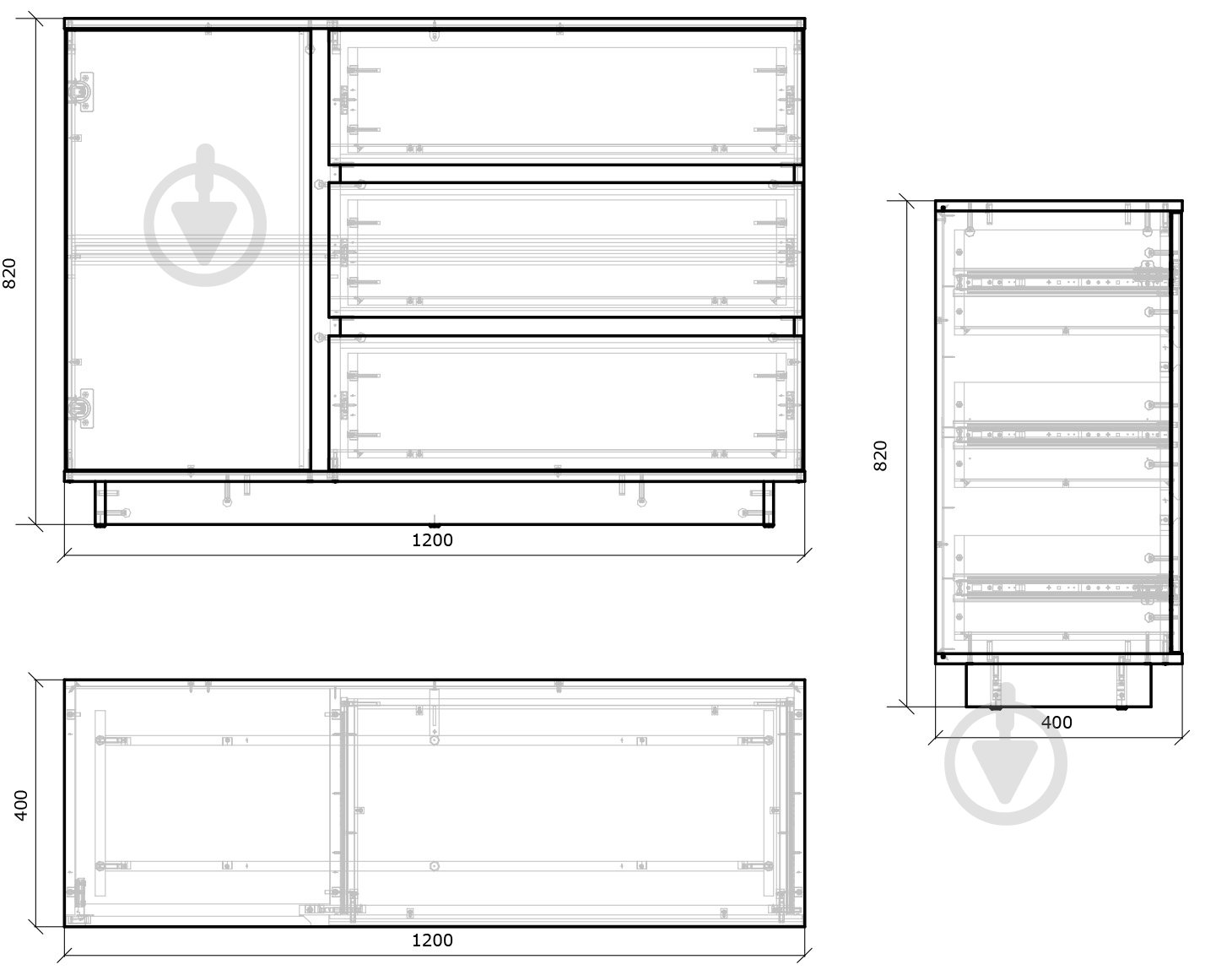 ᐉ Комод Грейд №1 1д3ш Concept 1200x820x400 мм дуб крафт сірий німфея альба • Краща ціна в Києві