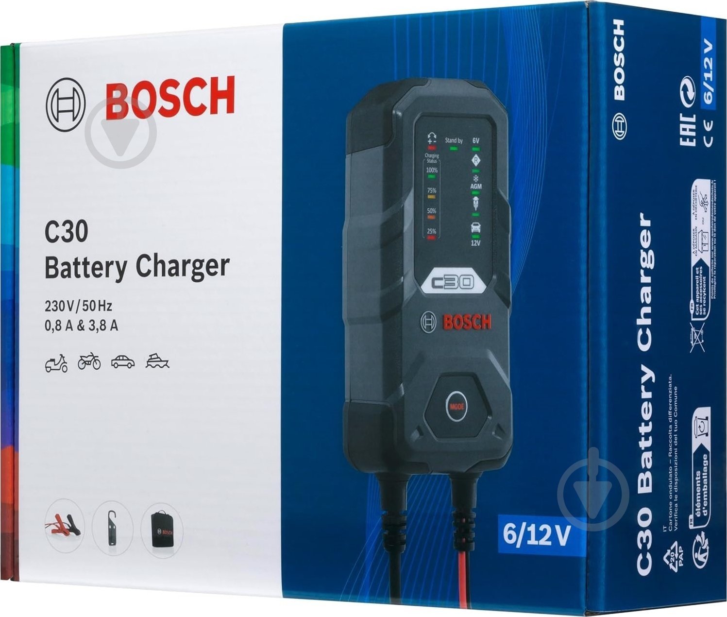 ᐉ Зарядний пристрій імпульсний Bosch C30 6 В / 12 В 3,8 А (BO ...