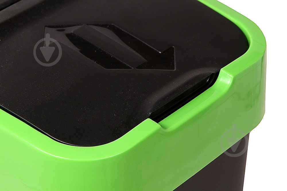 ᐉ Бак для сміття з кришкою Heidrun Push & Up 60 л чорний із салатовим ...