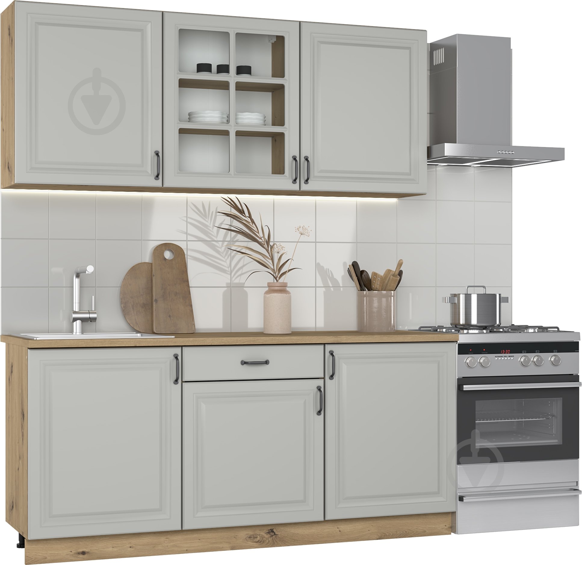 ᐉ УЦІНКА Кухня модульна Грейд МС Глорія Ashen без стільниці МДФ 1 8 м УЦ №2518 • Краща ціна в