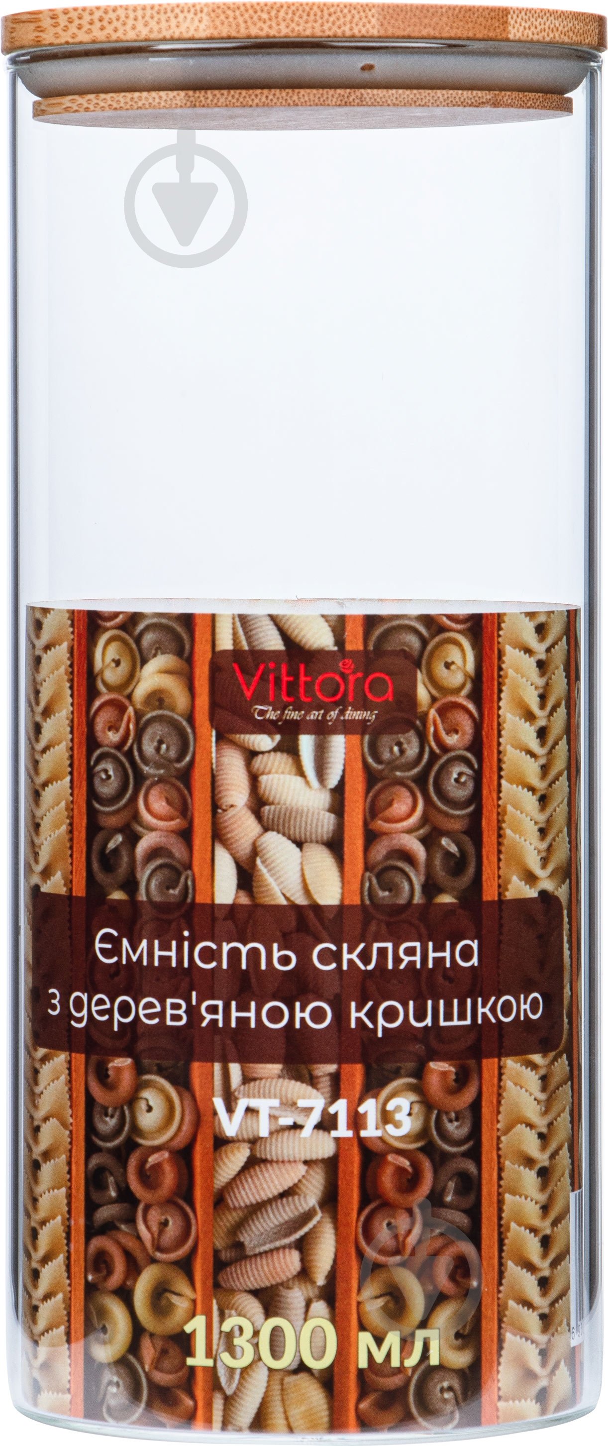 ᐉ Ємність Vittora скляна з дерев'яною кришкою VT-7113 1300 мл • Краща ...