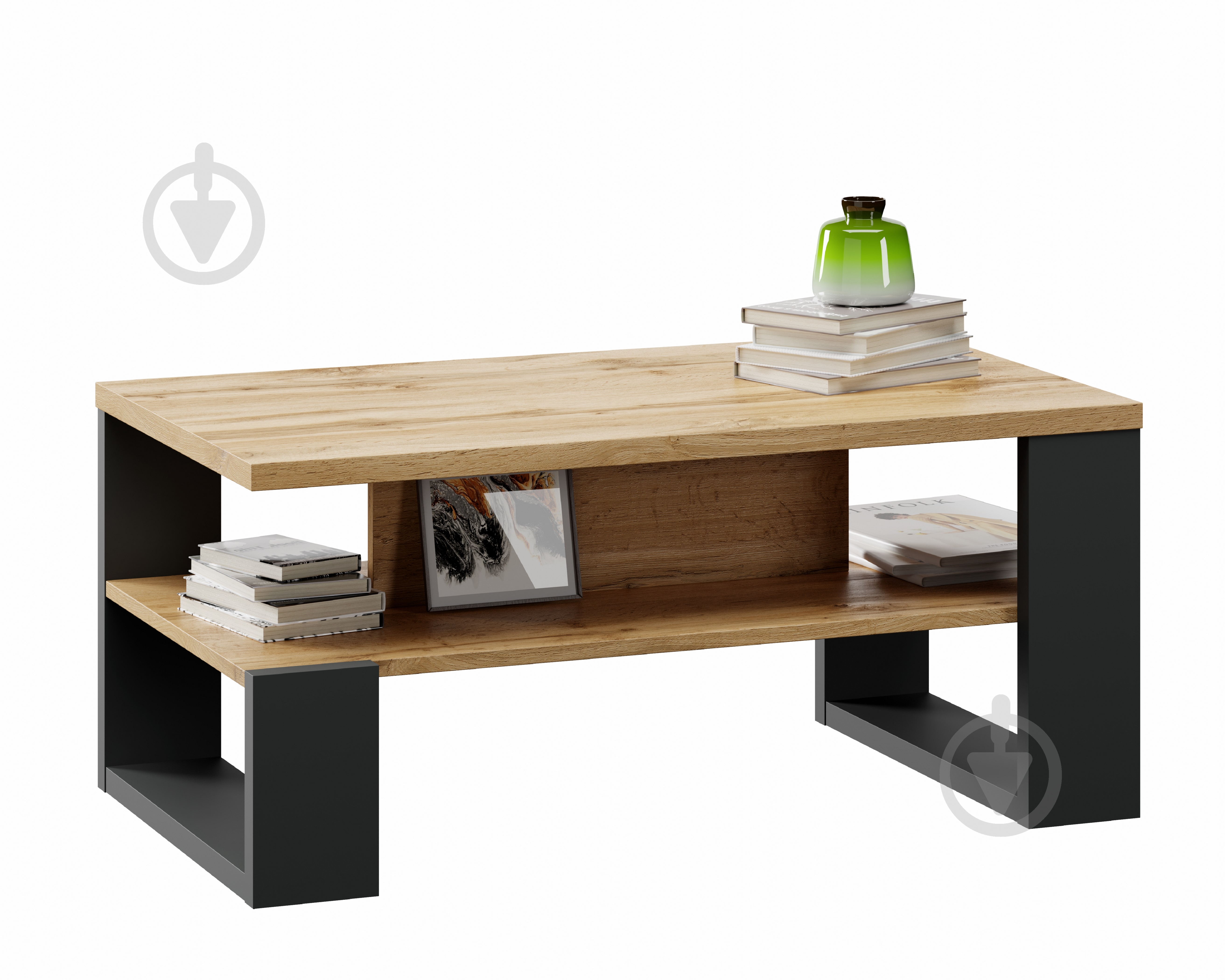 ᐉ Стіл журнальний Sokme Феліо дуб артісан антрацит 900x500x425 мм антрацит дуб артізан • Краща