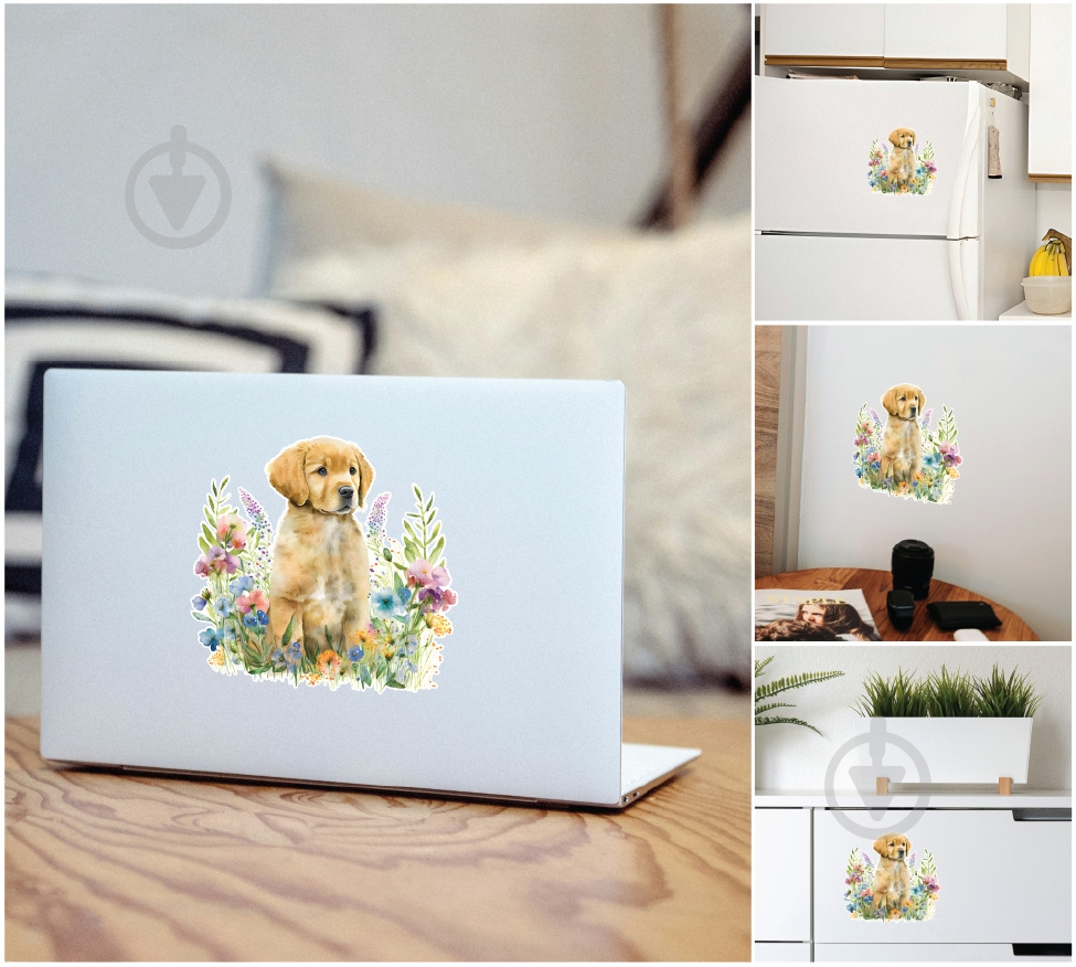 ᐉ Декоративна наліпка Наш Декупаж Цуценя в квітах А4 29 7x21 см • Краща ціна в Києві Україні