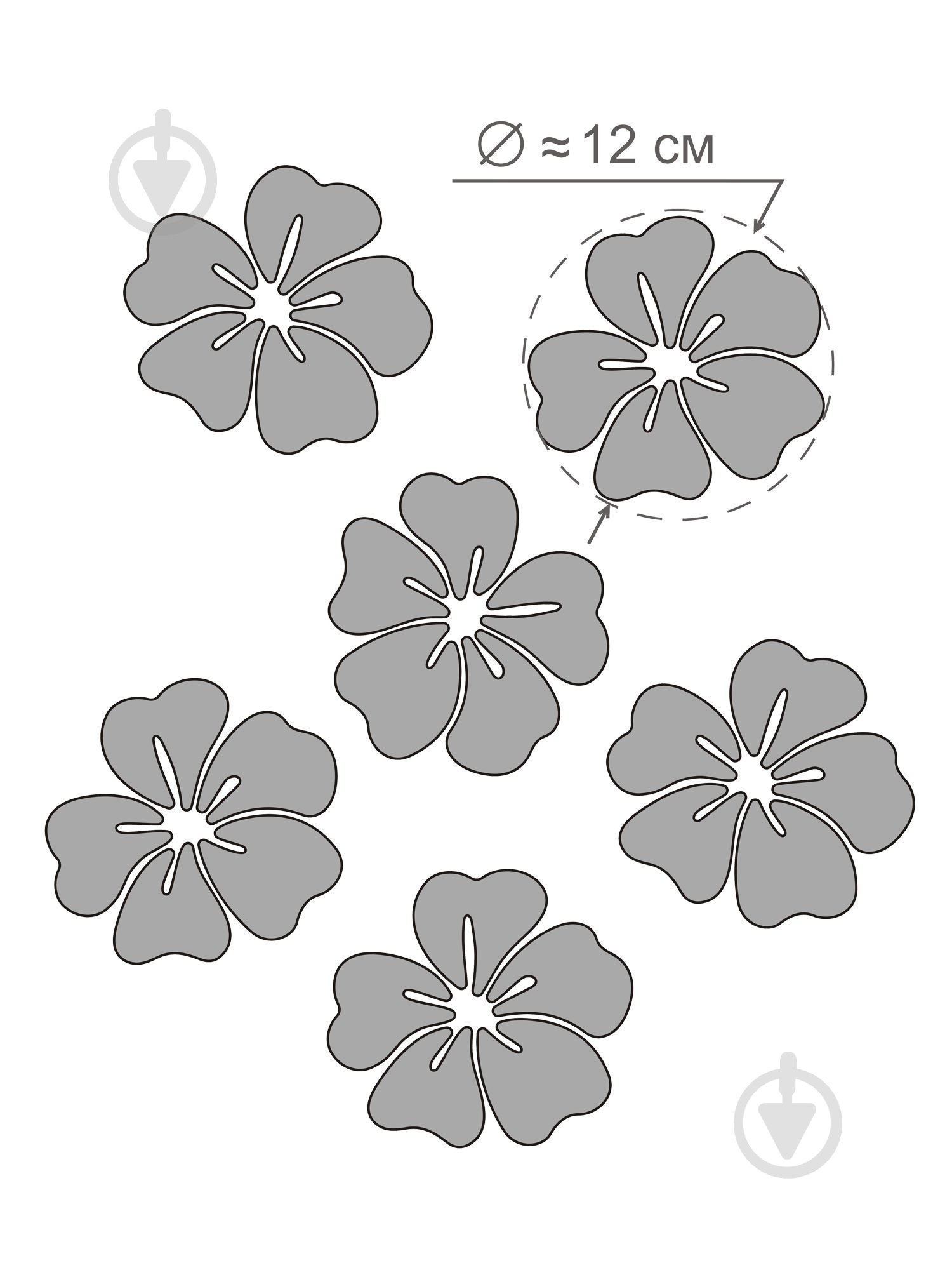 ᐉ Декоративна наліпка дзеркальна акрилова Мальва 6 шт 12x12 см • Краща ціна в Києві Україні