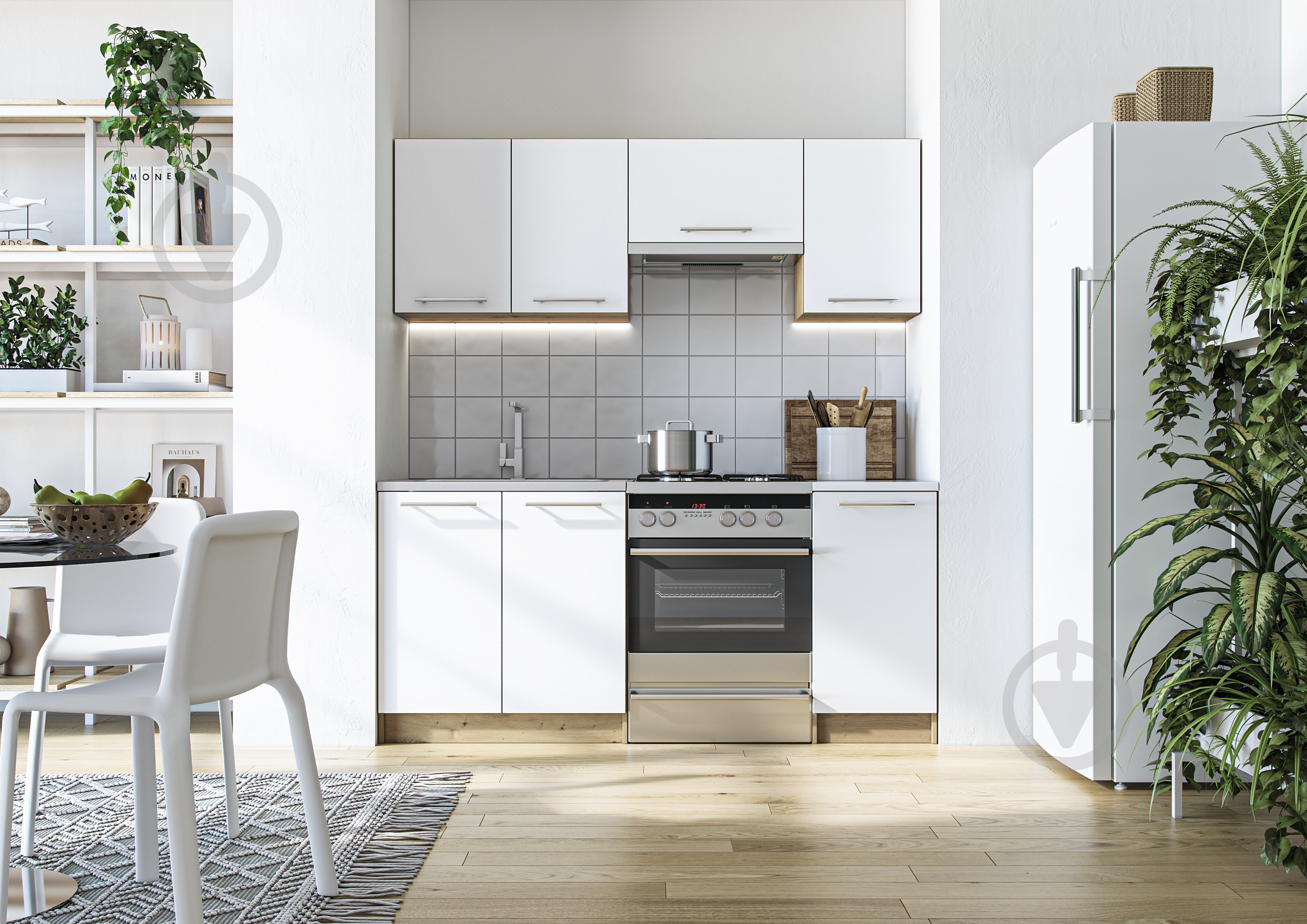 ᐉ Кухня Грейд білий дуб артизан ДСП 1 8 м • Краща ціна в Києві Україні • Купити в Епіцентр