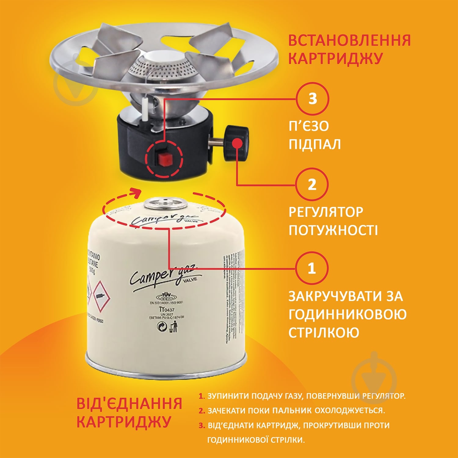 ᐉ Пальник газовий Camper Gaz Delux 500 п’єзо 1448 Вт • Краща ціна в ...