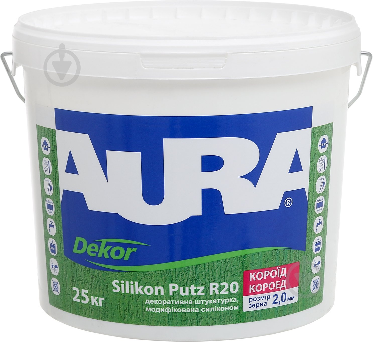 ᐉ Декоративна штукатурка короїд Aura® Dekor Silikon Putz R20 25 кг білий • Краща ціна в Києві ...