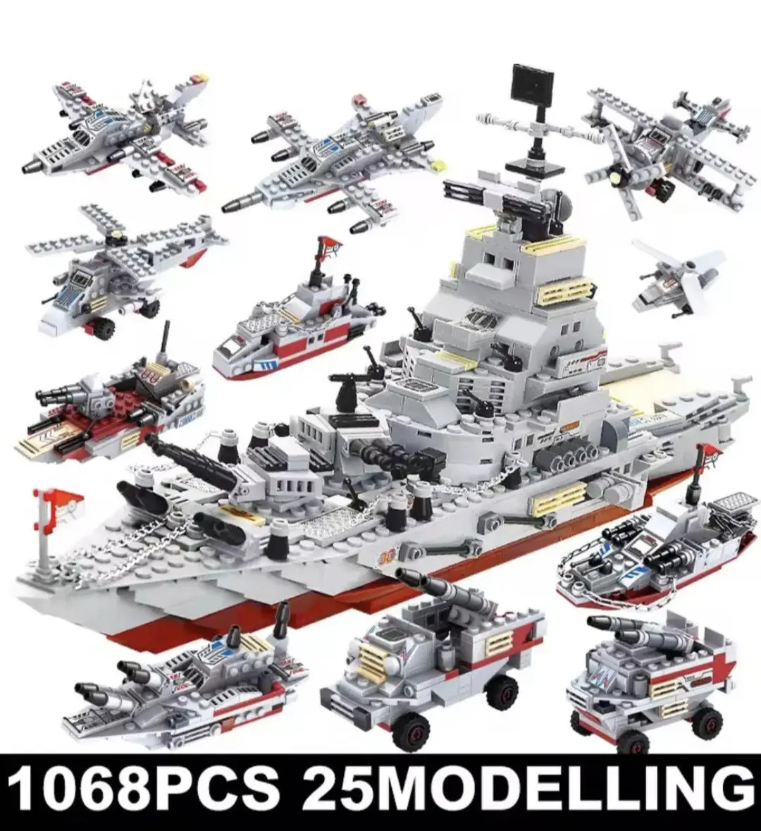 ᐉ Конструктор блочный Военный корабль 1068 деталей 25 моделей • Купить ...