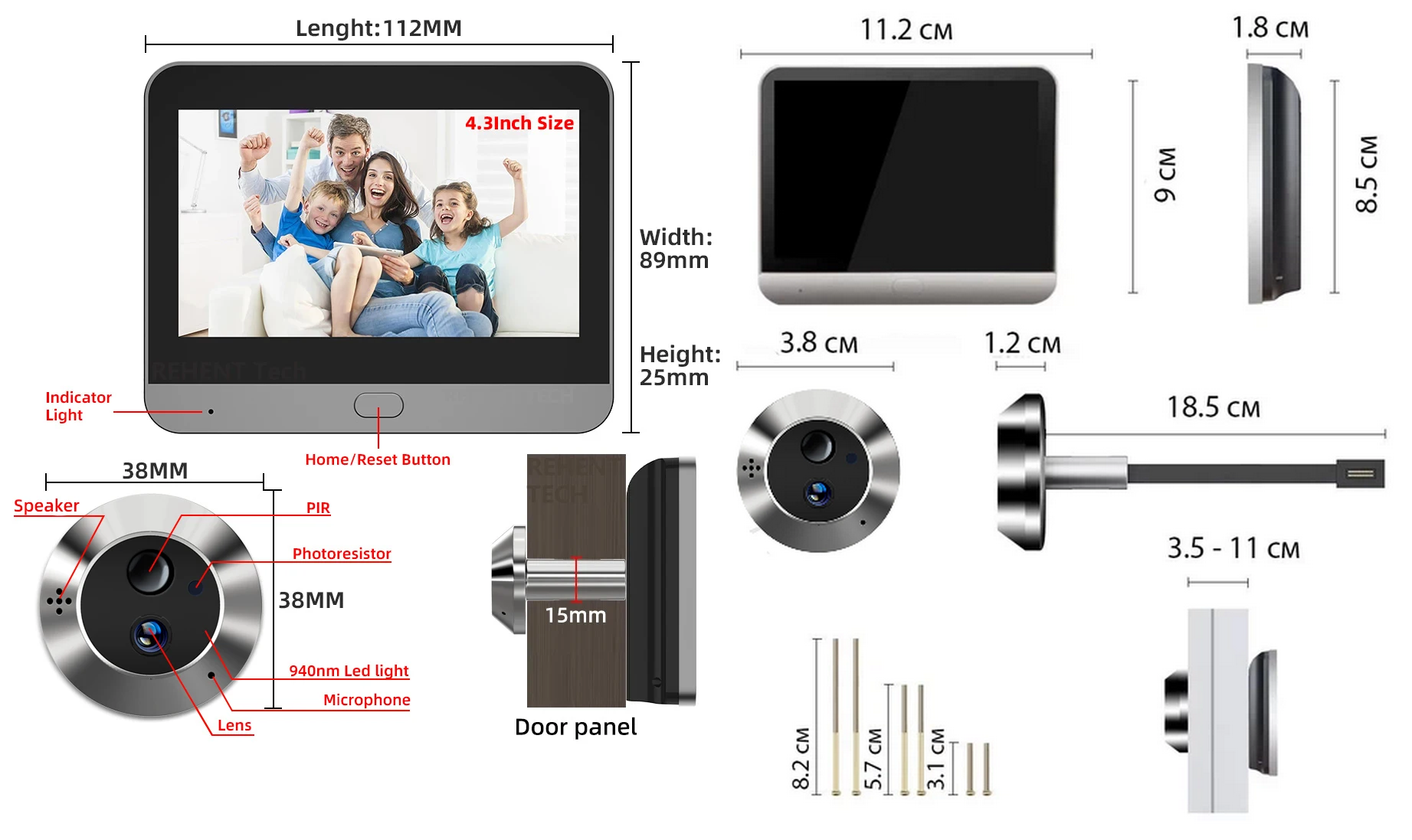 ᐉ Домофон Tuya R10-hide Wi-Fi 4,3"/11 cм з 2-стороннім зв'язком/записом ...