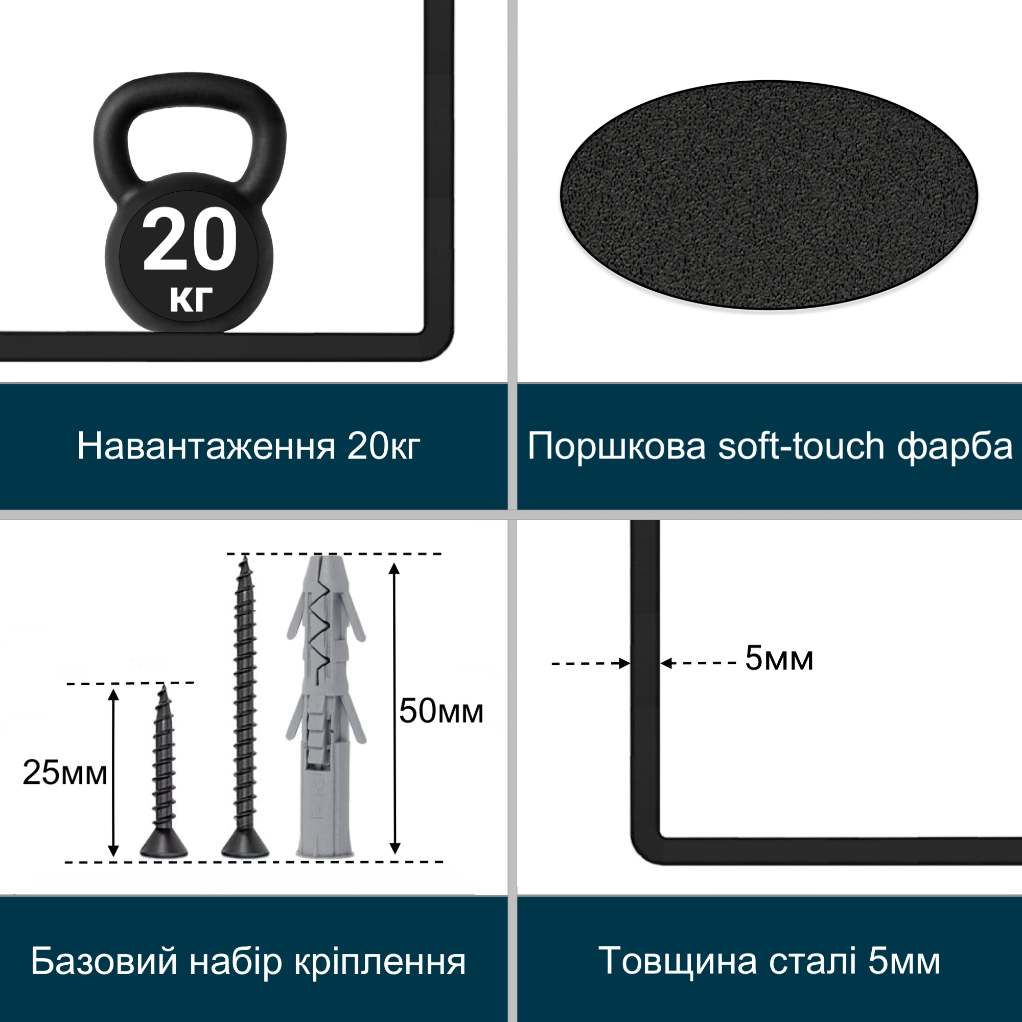 ᐉ Крепление для полок Лофт универсальный 140х100 мм Черный (2437323 ...