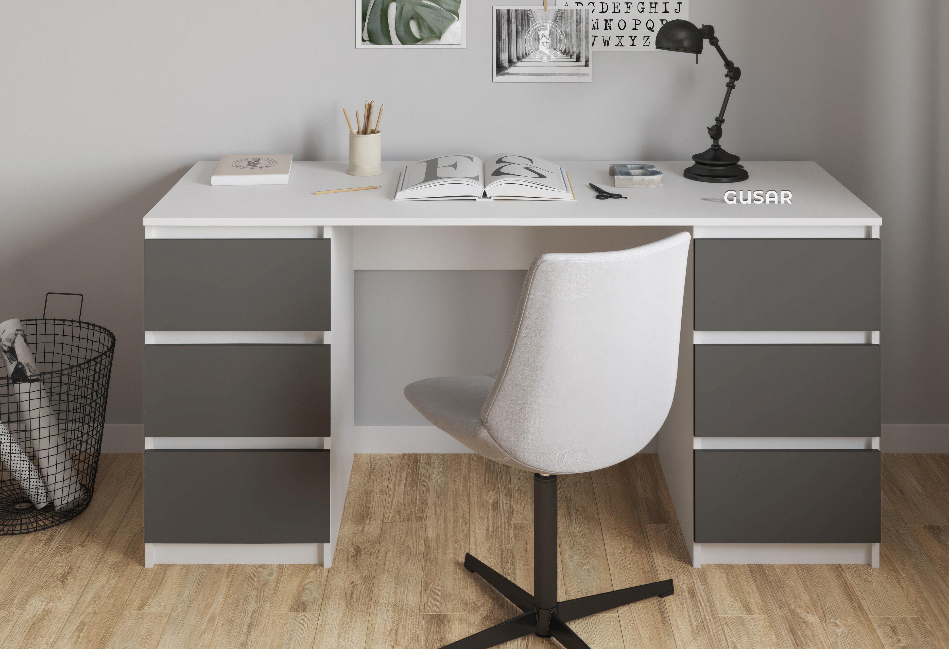 ᐉ Письменный стол на 6 ящиков без ручек FT-228 1580х600х758 мм Белый ...