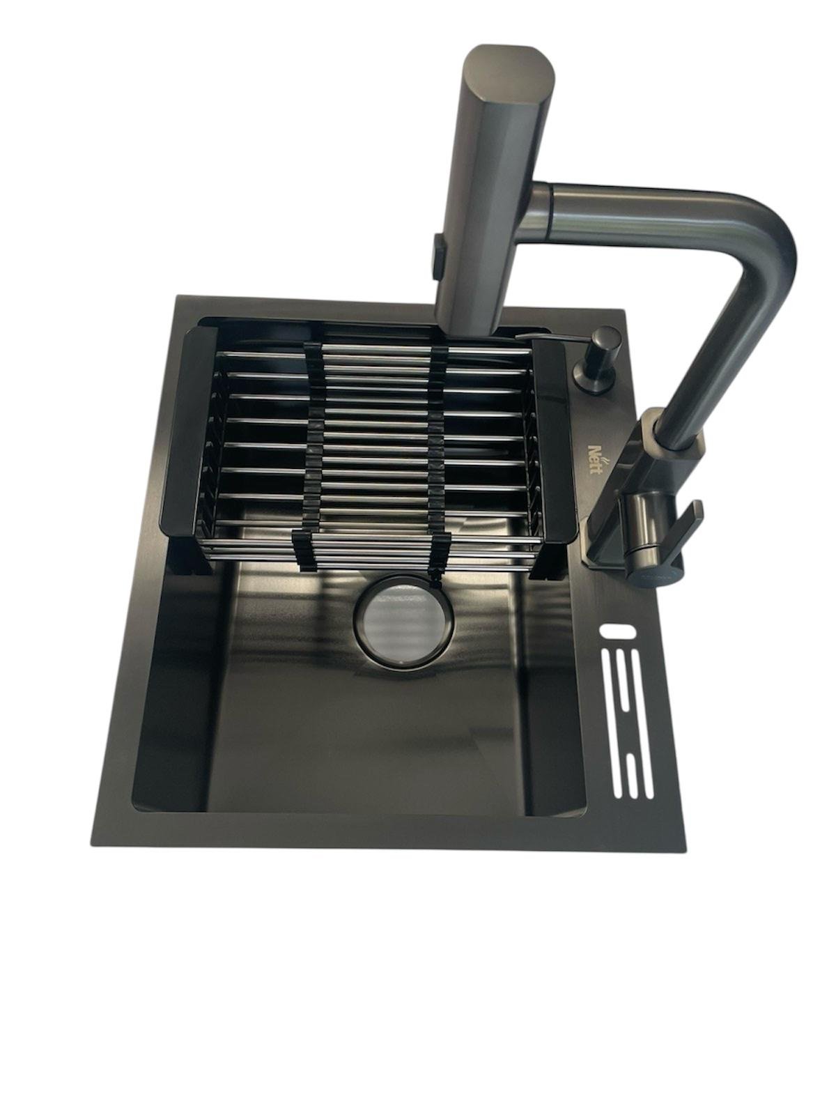 ᐉ Мийка для кухні з нержавіючої сталі Nett NS-5245 см/кран з висувним ...