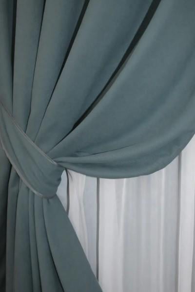 ᐉ Штори на люверсах Sparta мікровелюр 1 5х2 7 м 2 шт Сіро блакитний 965ш • Краща ціна в Києві