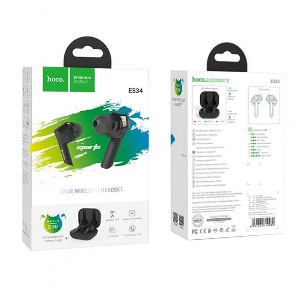 ᐉ Вакуумные Bluetooth наушники Hoco ES34 с кейсом Черный • Купить в ...