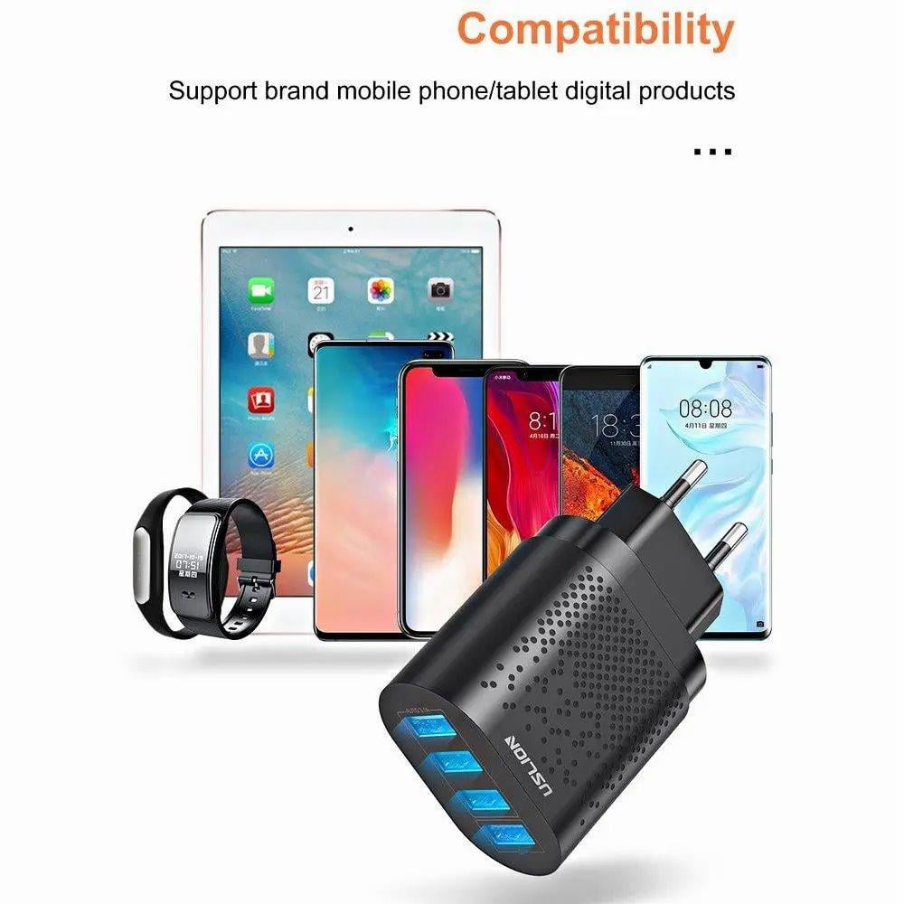 ᐉ Зарядное устройство для USLION 48W 4xUSB Черный (BK-375) • Купить в ...