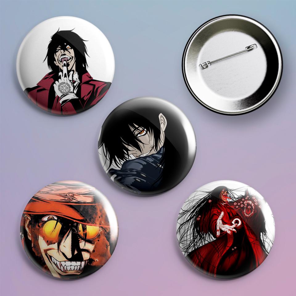 ᐉ Значки на рюкзак с принтом аниме Хеллсинг Война с нечистью Hellsing 4 шт. • Купить в Киеве ...