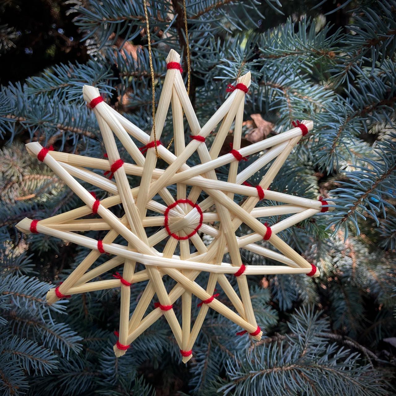 ᐉ Игрушка елочная Звезда солома ручная работа 15 см 1974769952