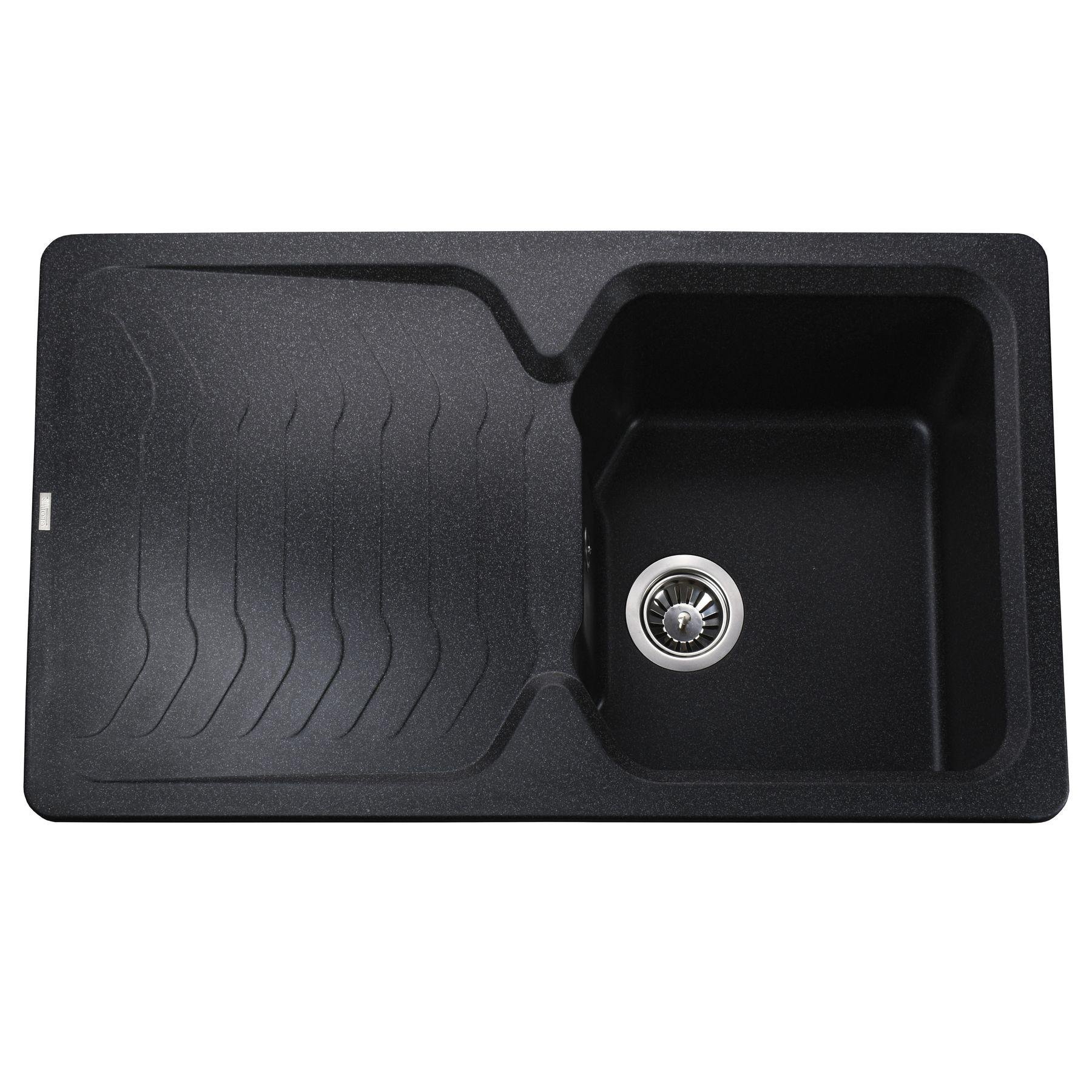 ᐉ Мийка кухонна Globus Lux 8583 прямокутна гранітна 860x500 мм Чорний ...