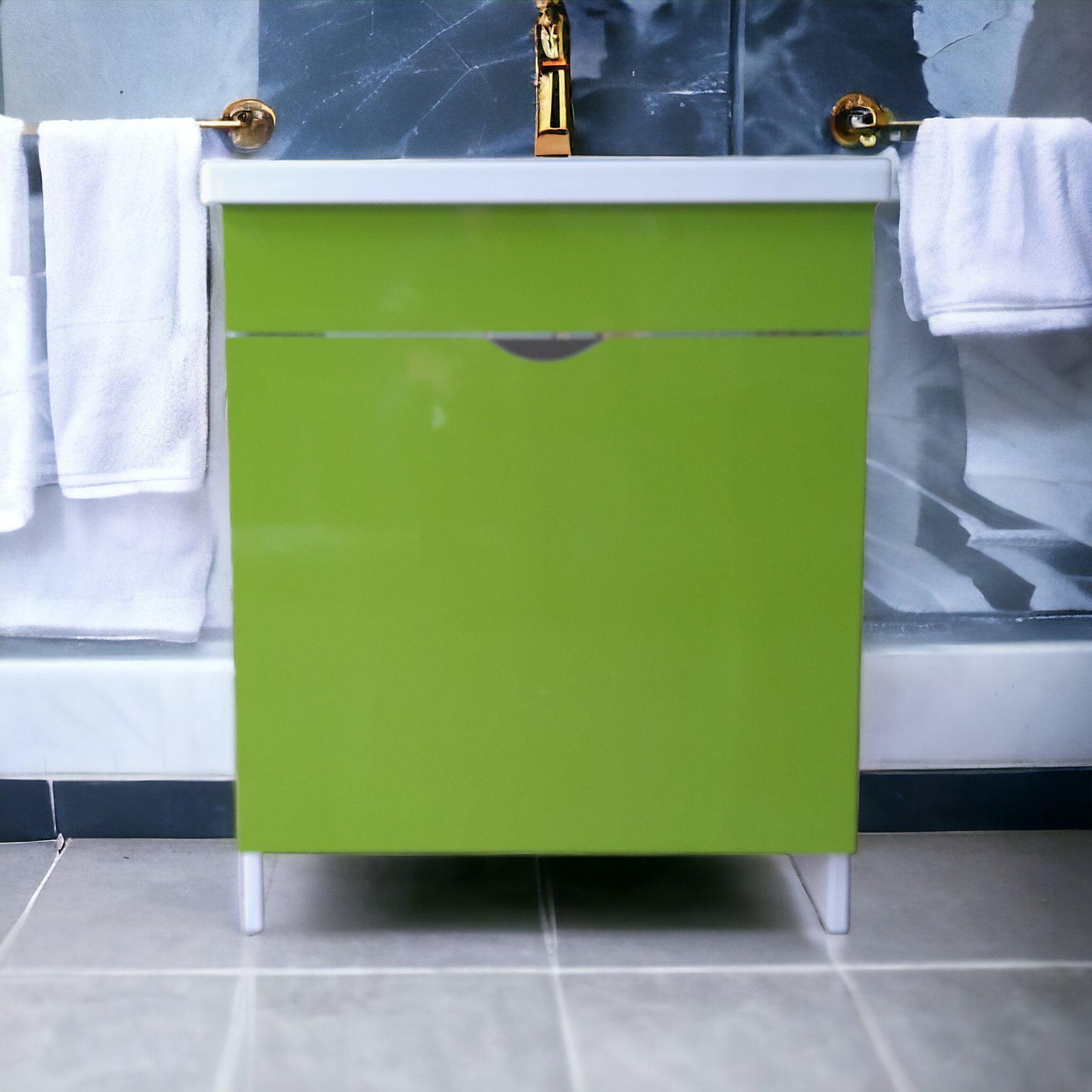 ᐉ Тумба пластик Como HPL 1111 gloss 2.0 з кошиком під умивальник 50 см ...