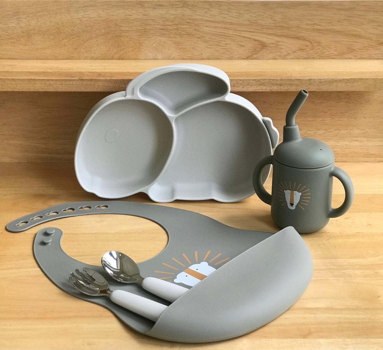 ᐉ Набір дитячого посуду для прикорму на присосках Metr силікон 5 пр